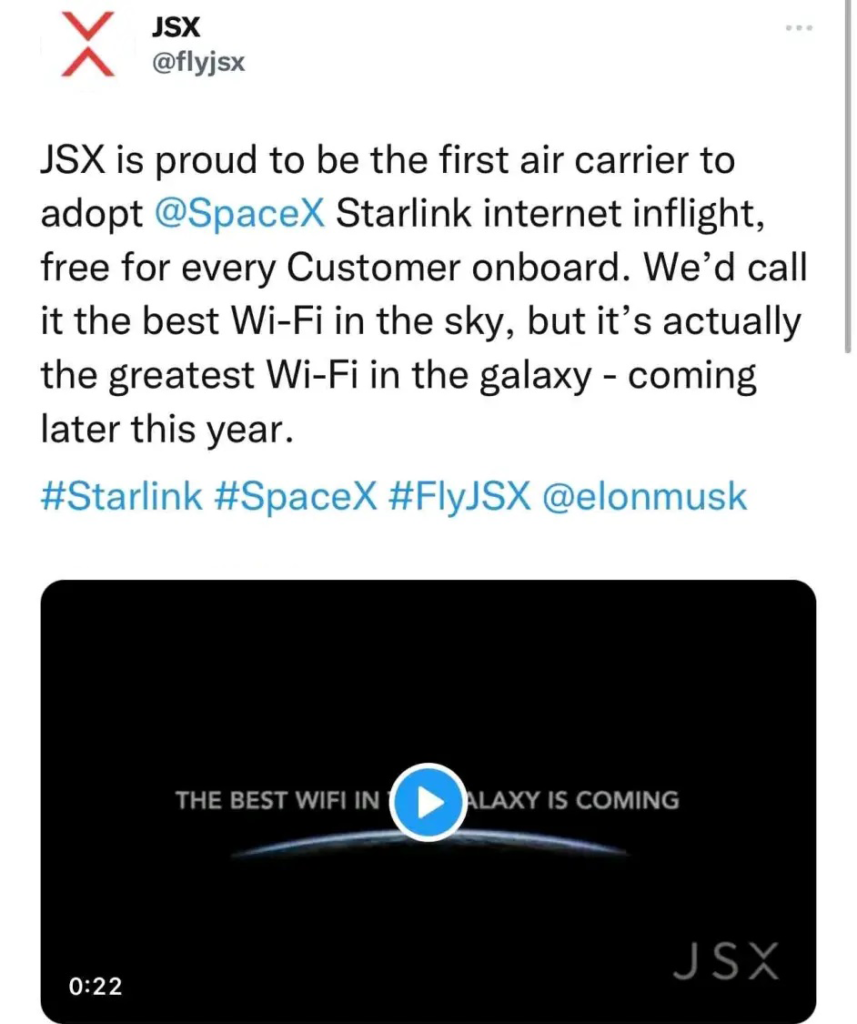 飛機上也能上網！ SpaceX 簽署了第一筆用星鏈衛星為飛機提供網路服務的訂單 - 星際時報